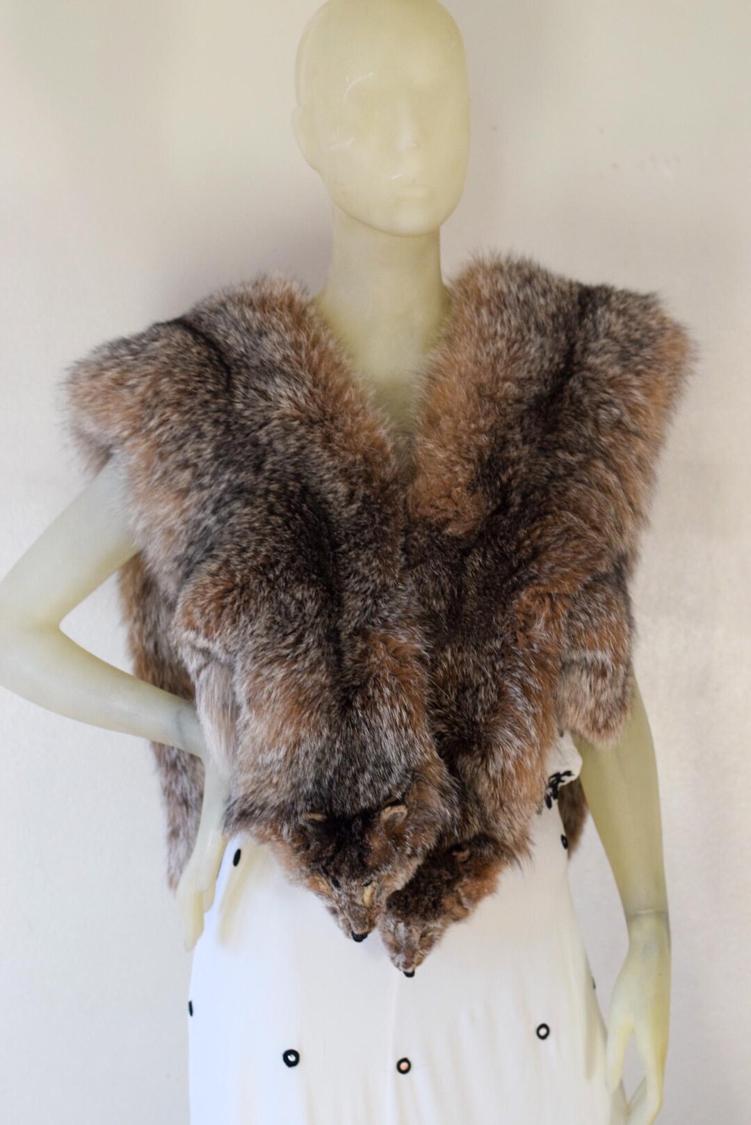 Antique Fox Stole Wrap 1910s 1920s Genuine Fur Vest Collar Soft Heads ...