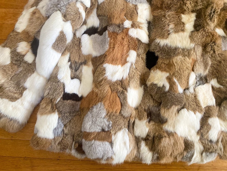 1970s Patchwork Rabbit Fur Bomber Jacket Coat Multicolor Red Satin ...