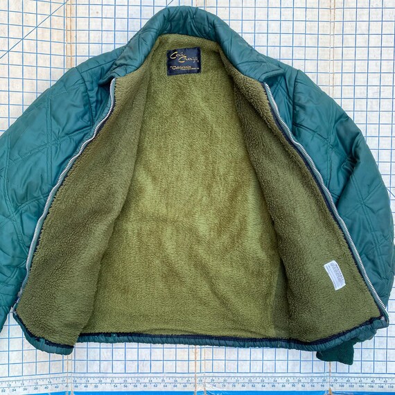 Vintage 1950s Cal Craft Emerald Green Quilted Bomber … - Gem