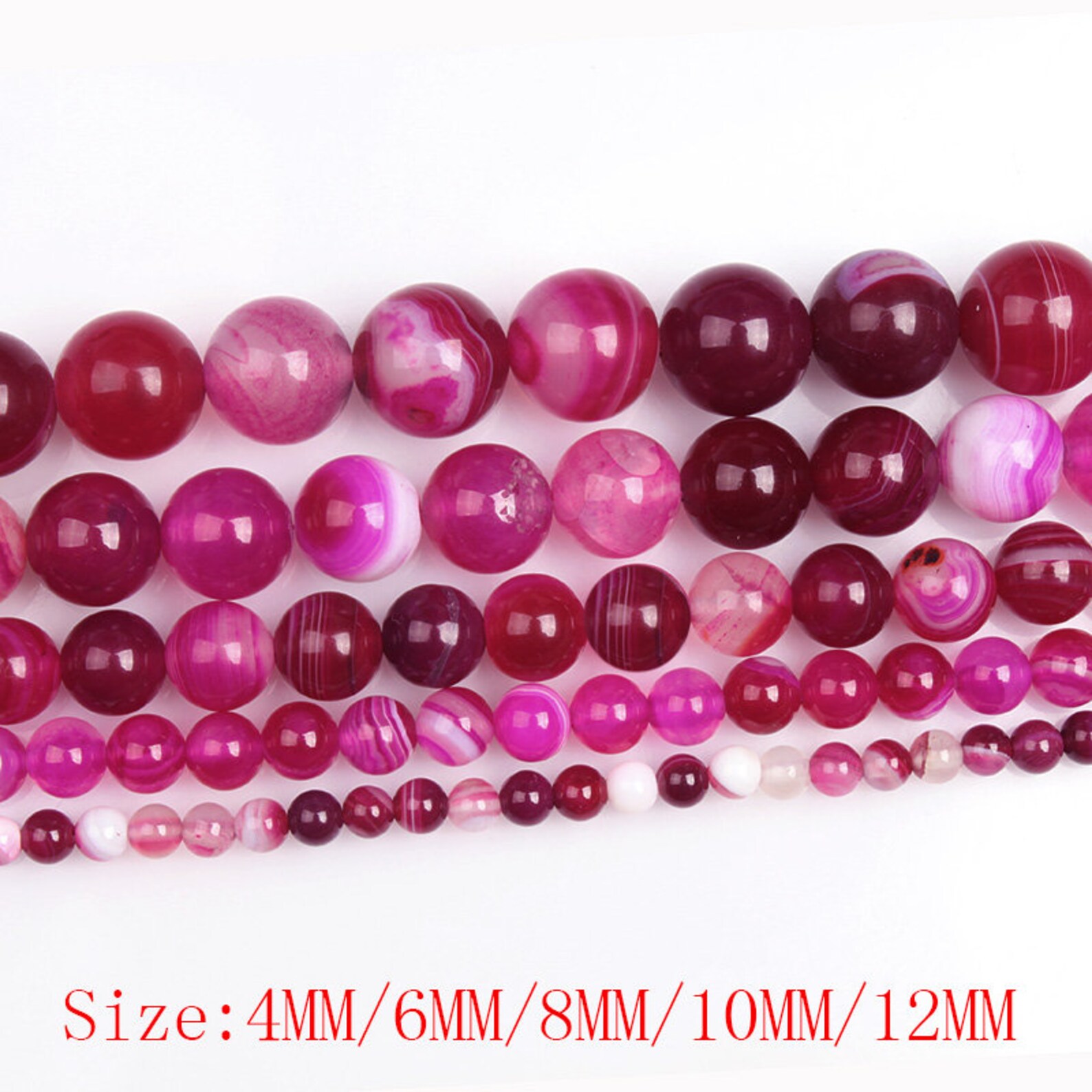 Hot Pink Striped Agate Bead Strand Full 15.5 Strand - Etsy