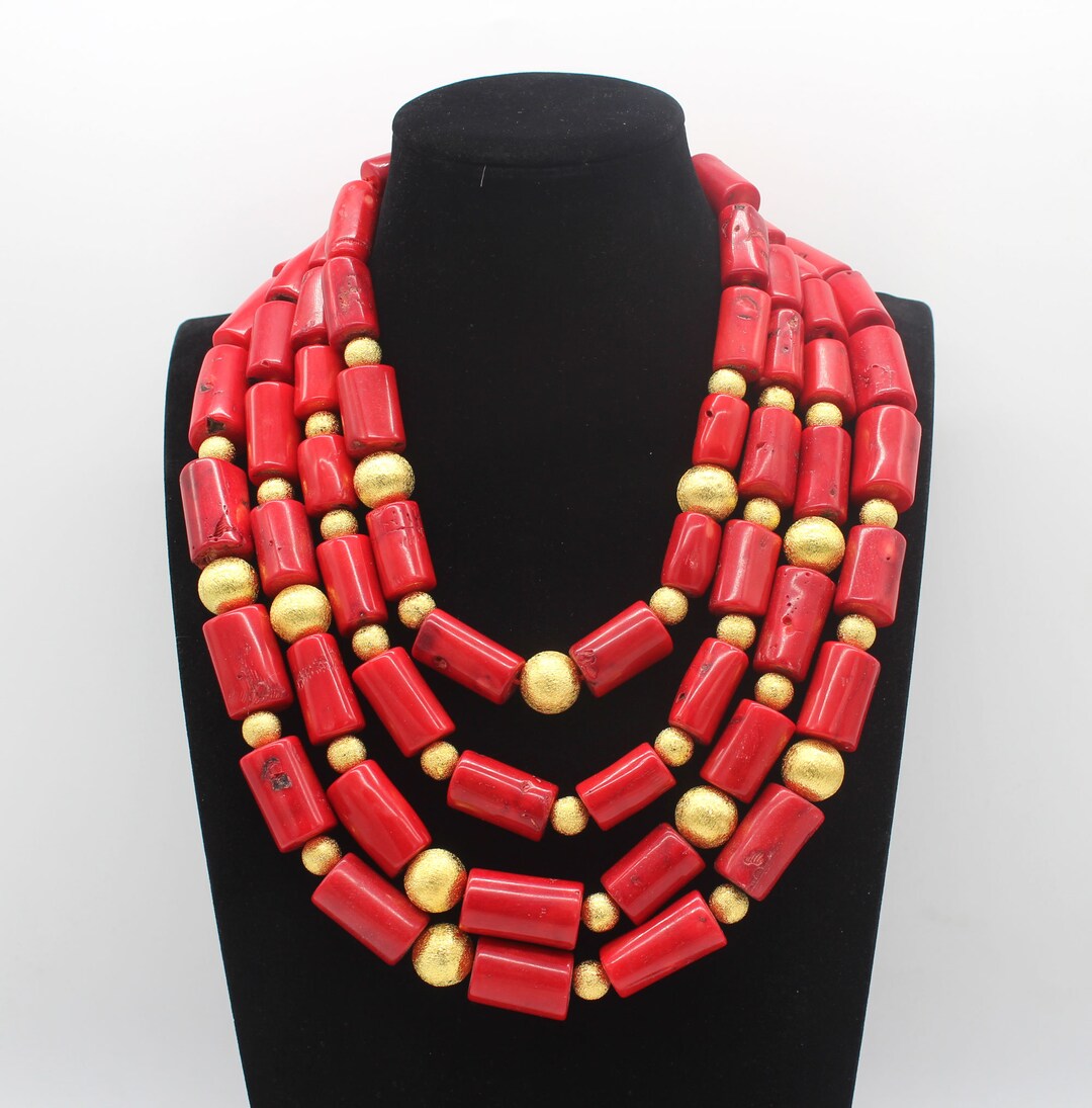 Red Coral Jewelry Set, Red Coral Necklace and Coral Bracelet Coral ...