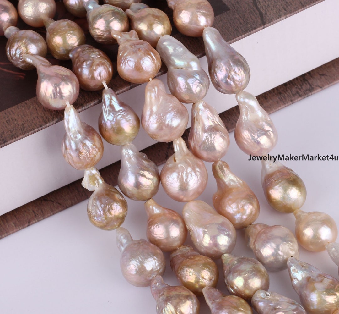 14-15x18-28mm Natural Baroque Pearl Beads, Natural Freedom Shape Pearls ...