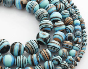 16inch Matte Azurite Malachite Blue Slice Round Beads 6mm 8mm 10mm 12mm ...