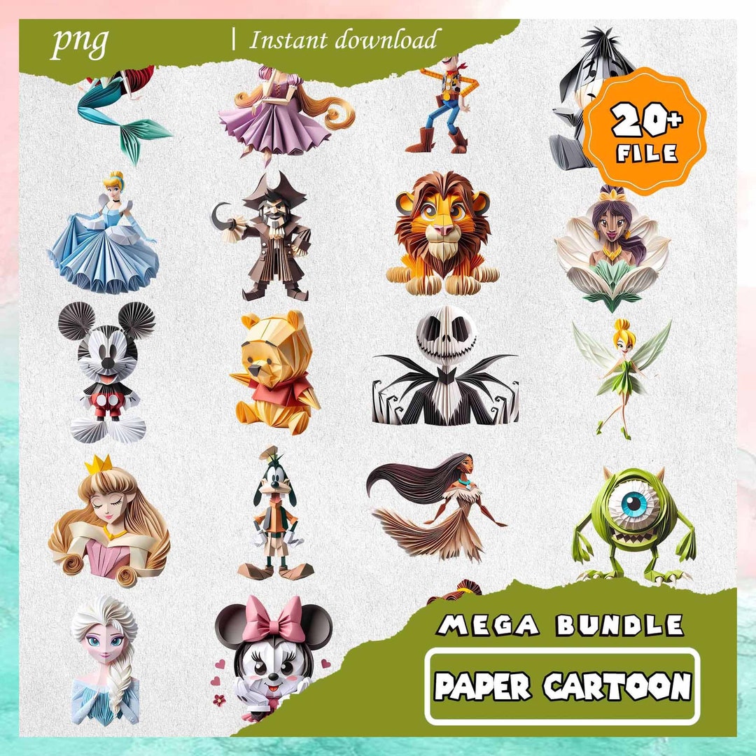 Cartoon Characters Bundle Svg, Paper Cartoon Bundle Svg, Cricut ...