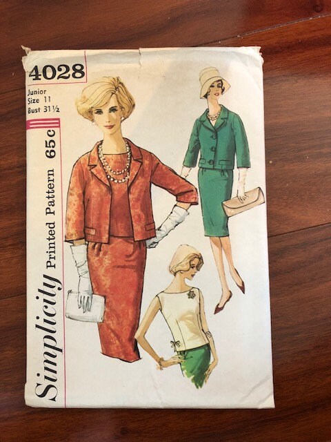 Vintage 1960s Simplicity Sewing Pattern 4028 Skirt Blouse and Jacket ...