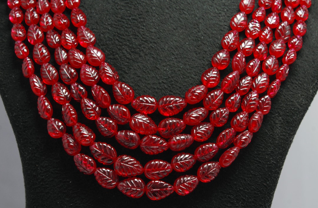 Ruby Layered Necklacedeep Red Carving Layer Necklace Natural - Etsy