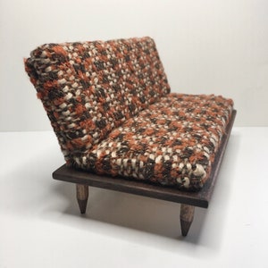 1/12 Scale Miniature Handmade Midcentury Couch With Beautiful Tweed Fabric - Etsy