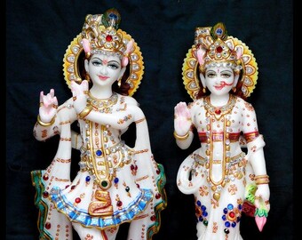 White Radha Krishna Idol Statue Moorti Cultured Marble Radha - Etsy