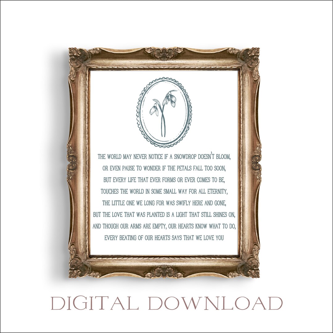 Baby Loss Poem Miscarriage Keepsake Little Snowdrop Poem Miscarriage ...