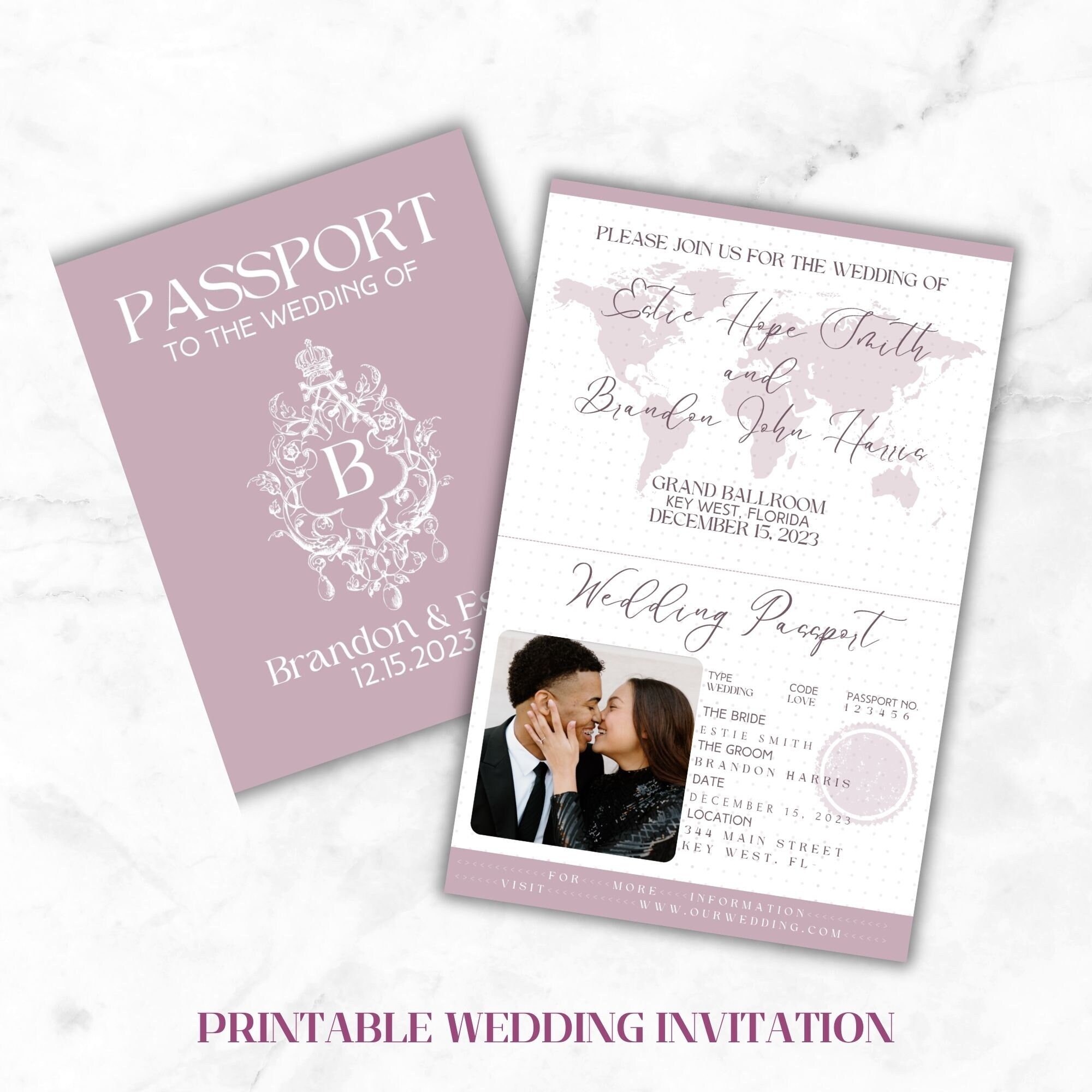 Passport Invitation Template - Editable Passport Wedding Invitation ...
