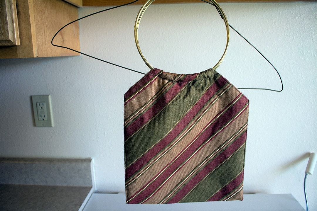 Fancy Striped Purse With Gold Metal Round Handles - Etsy