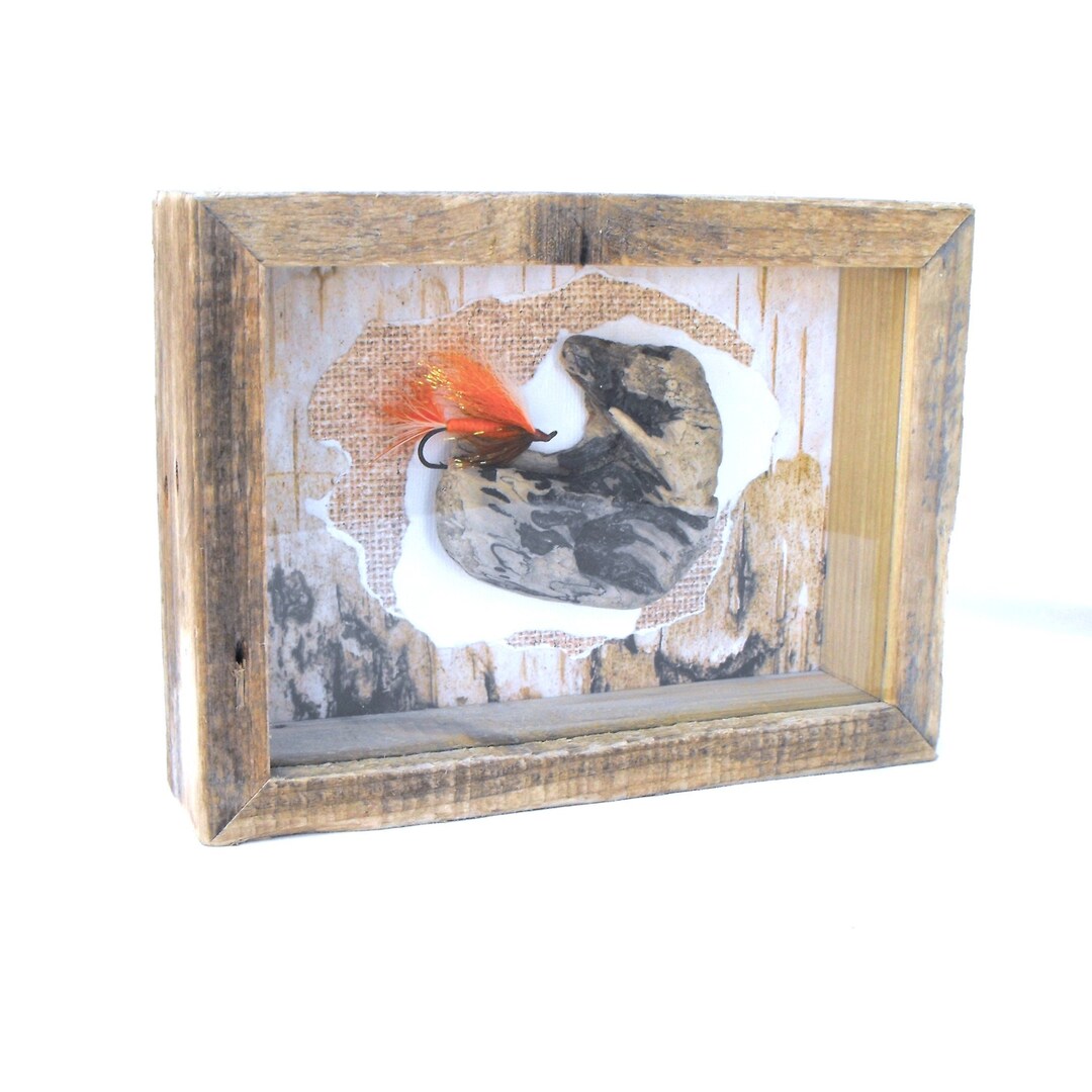 Fishing Fly Display Box, Rustic Barnwood Frame With Optional Fly ...