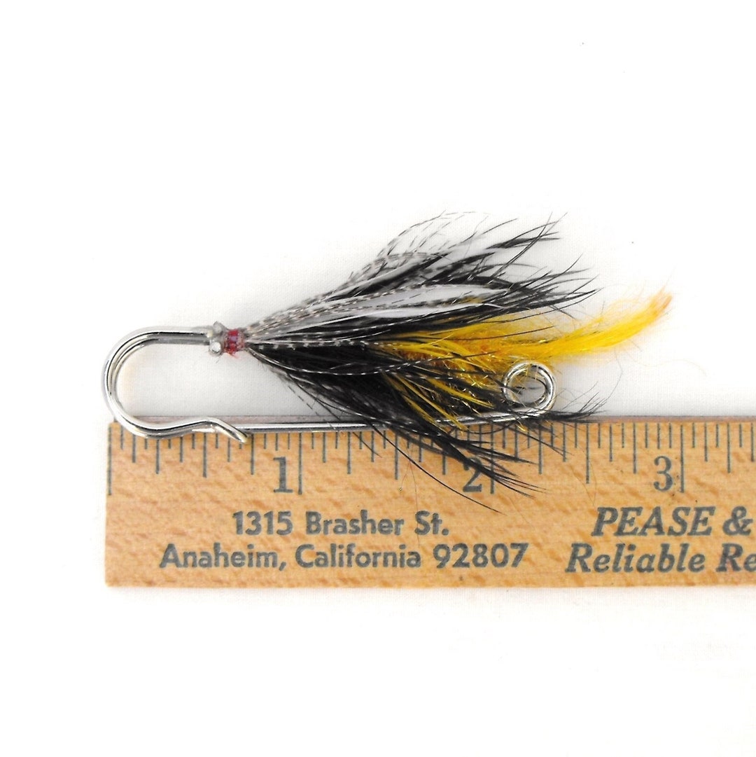 Fishing Fly Brooch: Lapel Boutonniere, Hat Pin, Beige, Black and Yellow ...