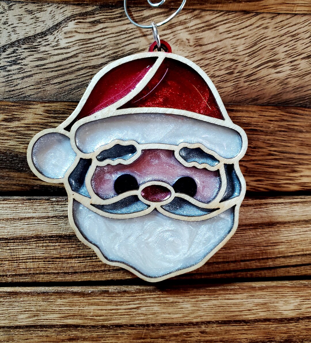 2D Santa Wooden & Resin Santa Ornament 3.8 X 3" - Etsy