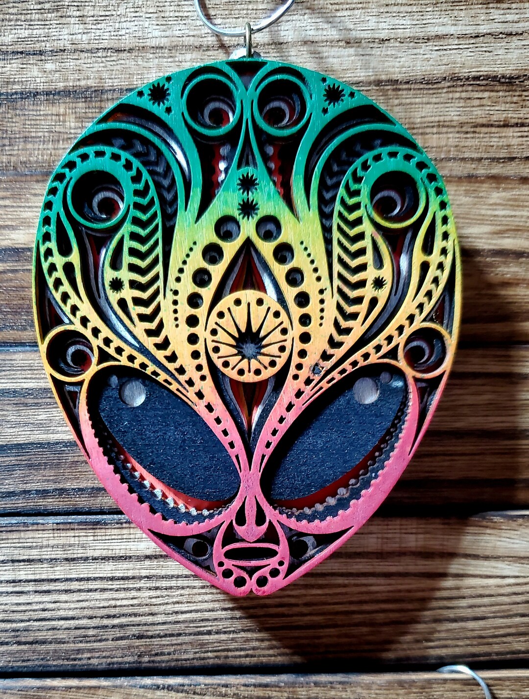 3D Multilayer Wooden Alien Mandala Sculpture Ornament 2.75 X 3.8" - Etsy