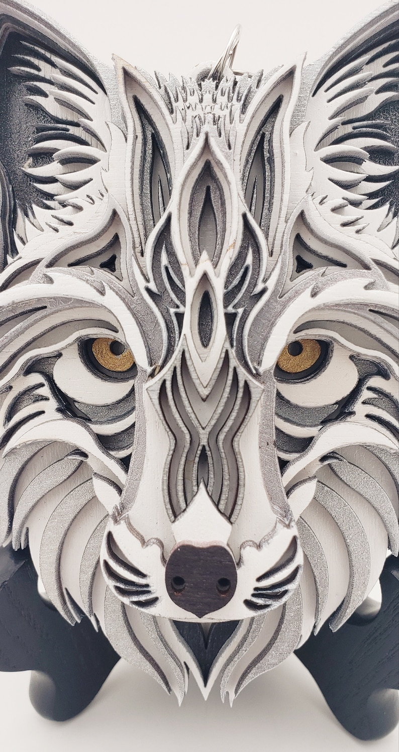 3D Arctic Fox Silver Fox Multilayer Wooden Sculpture | Etsy