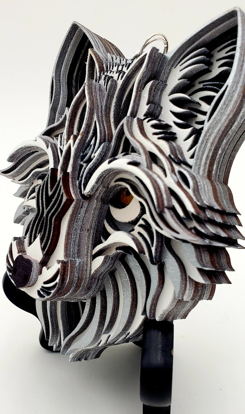 3D Arctic Fox Silver Fox Multilayer Wooden Sculpture | Etsy