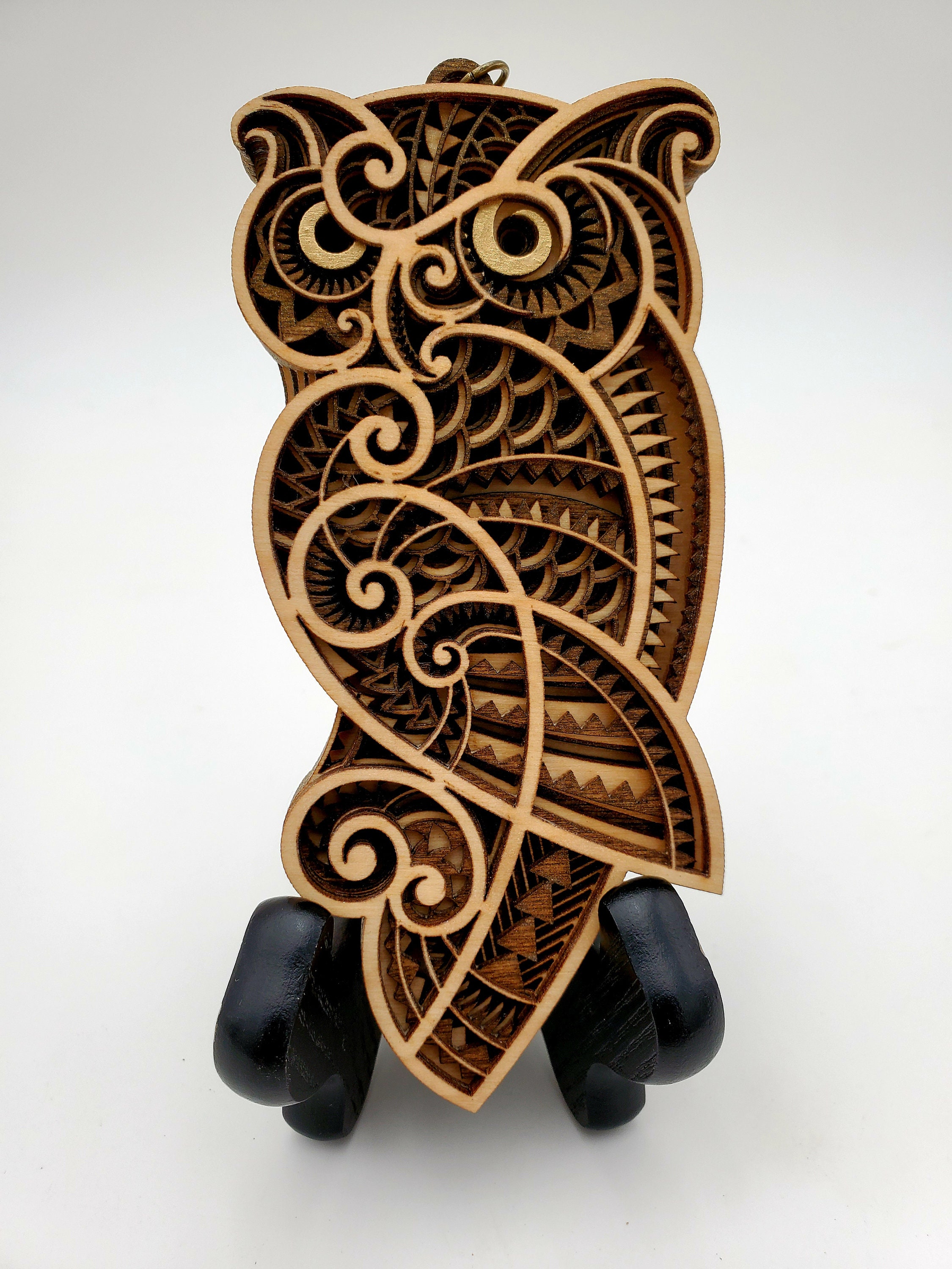 3D Handsome Owl Multilayer Mandala Wooden Sculpture, 5 X 2.25 X .5" - Etsy