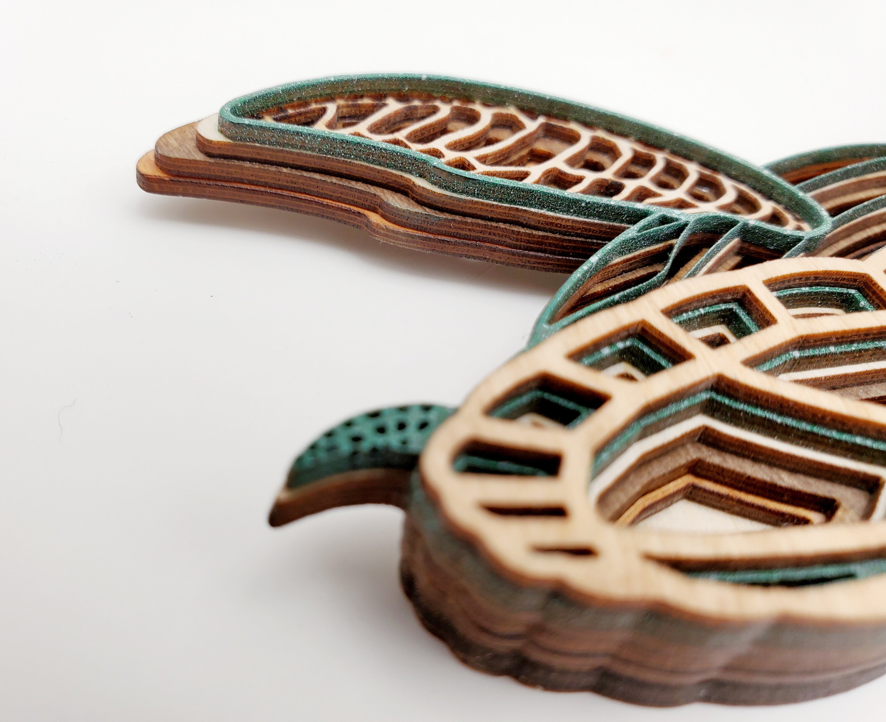 3D Sea Turtle Multilayer Wood Sculpture Ornament 3.8 X - Etsy