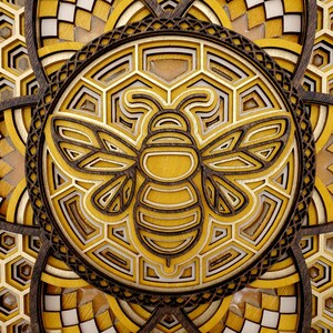 3D Bee in Its Hive, Seed of Life Multilayer Wooden Mandala 12 X 12"" - Etsy