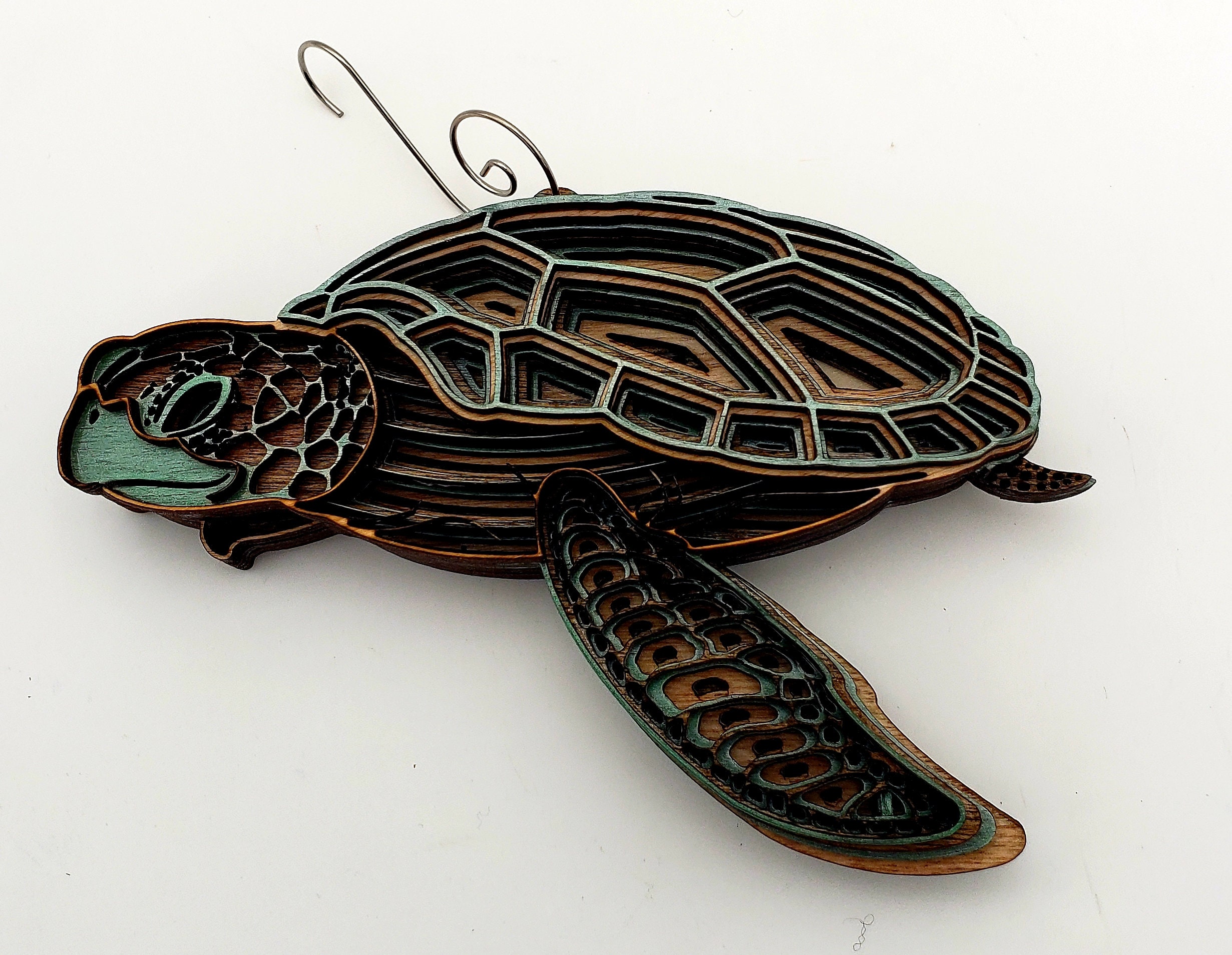 3D Sea Turtle Multilayer Wood Sculpture Ornament 3.5 X | Etsy
