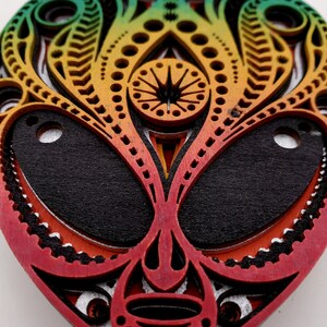 3D Multilayer Wooden Alien Mandala Sculpture Ornament 2.75 X 3.8" - Etsy