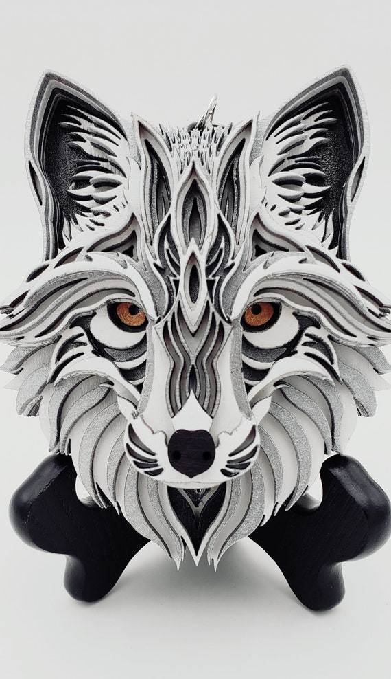 3D Arctic Fox Silver Fox Multilayer Wooden Sculpture | Etsy
