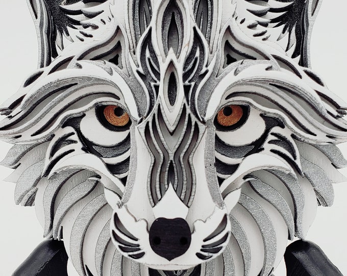 3D Arctic Fox Silver Fox Multilayer Wooden Sculpture - Etsy