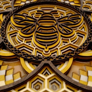 3D Bee in Its Hive, Seed of Life Multilayer Wooden Mandala 12 X 12"" - Etsy