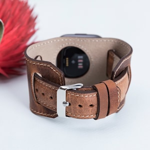 Cuff Leather Band for Fitbit Versa 4 - Sense 2 - Versa 3 - Sense - 2 ...