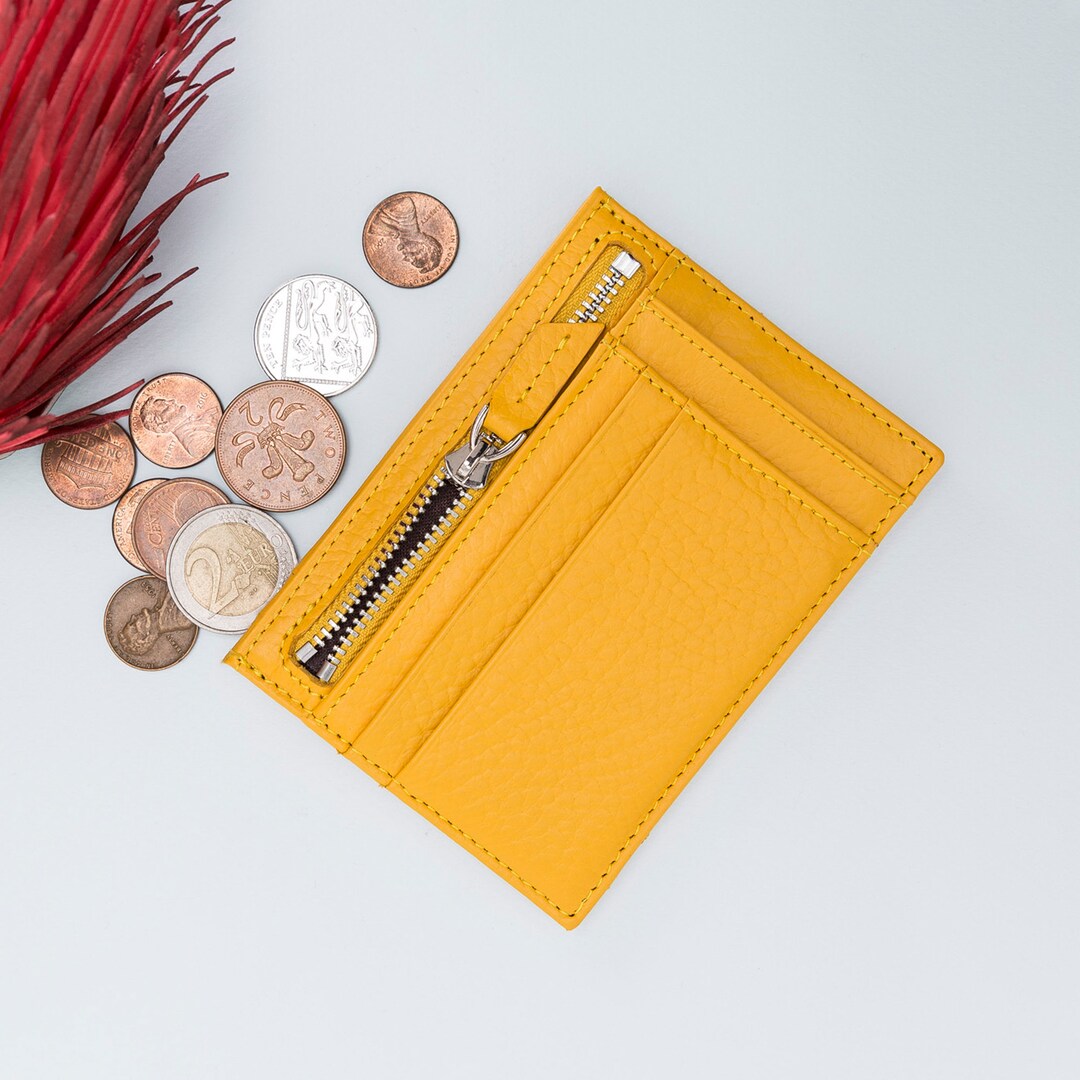 Ultra Slim Card Case, Full Grain Leather, Credit Card Case, Zipper ...