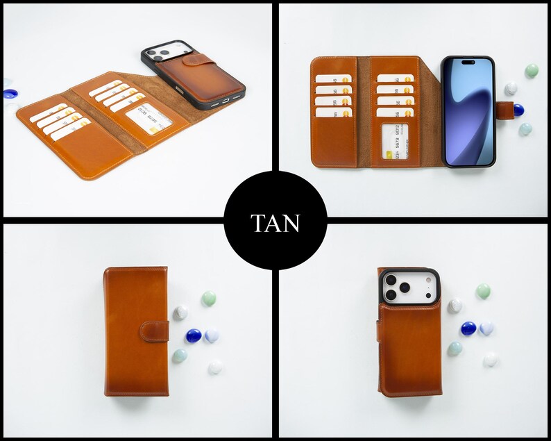 IPhone 17 Pro Max Full Grain Leather 2-in-1 Detachable Wallet Case ...