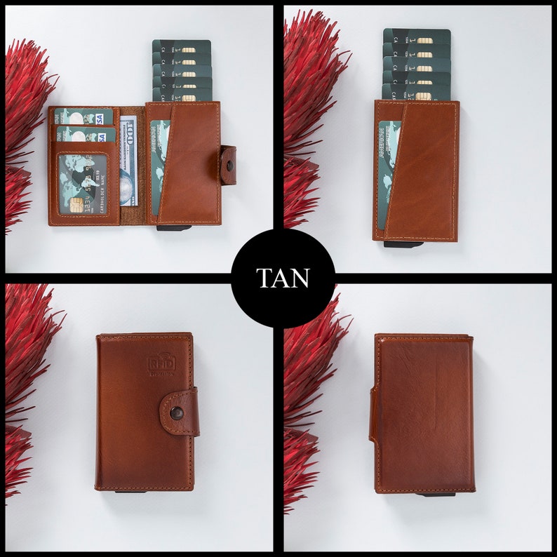 Full Grain Leather RFID Blocker Wallet: Pop up Card Holder - Etsy