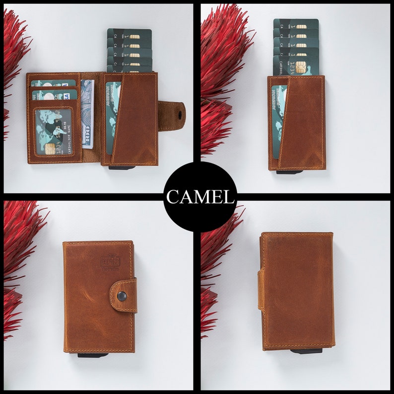 Full Grain Leather RFID Blocker Wallet: Pop up Card Holder - Etsy