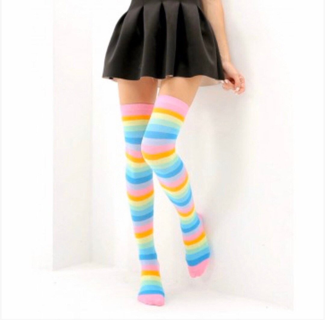 Cotton Thigh High Socks Knee High Socks Thigh High - Etsy Canada