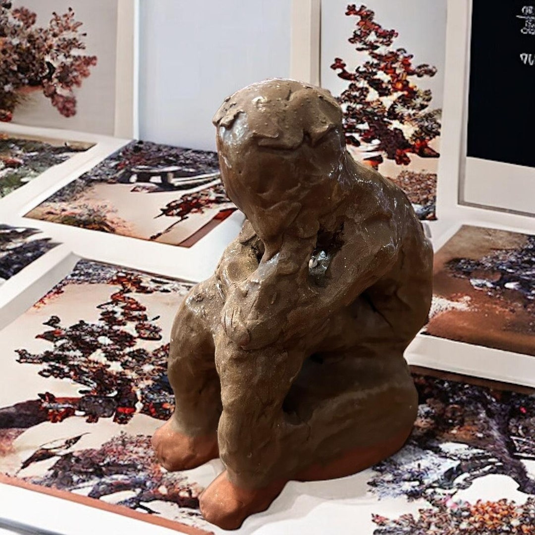 1980s the Thinker Rodin Style Clay Statue - Etsy