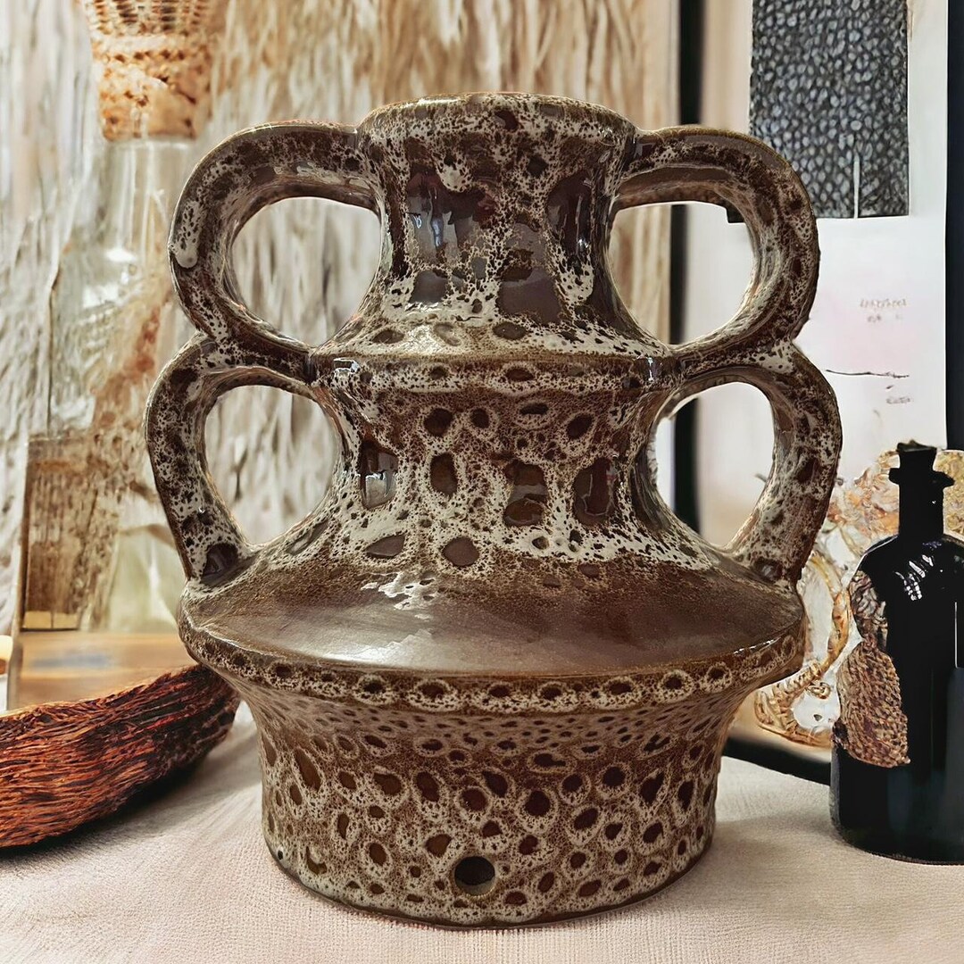 Mid Century West German Drip Brown Vase - Etsy