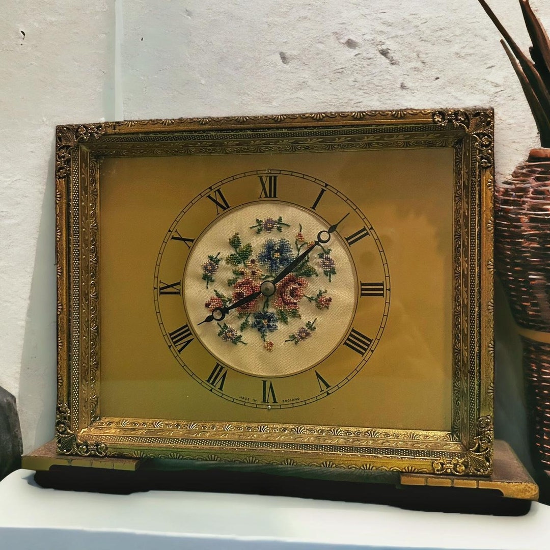 Vintage 1960s Brass Floral Alarm Clock - Etsy