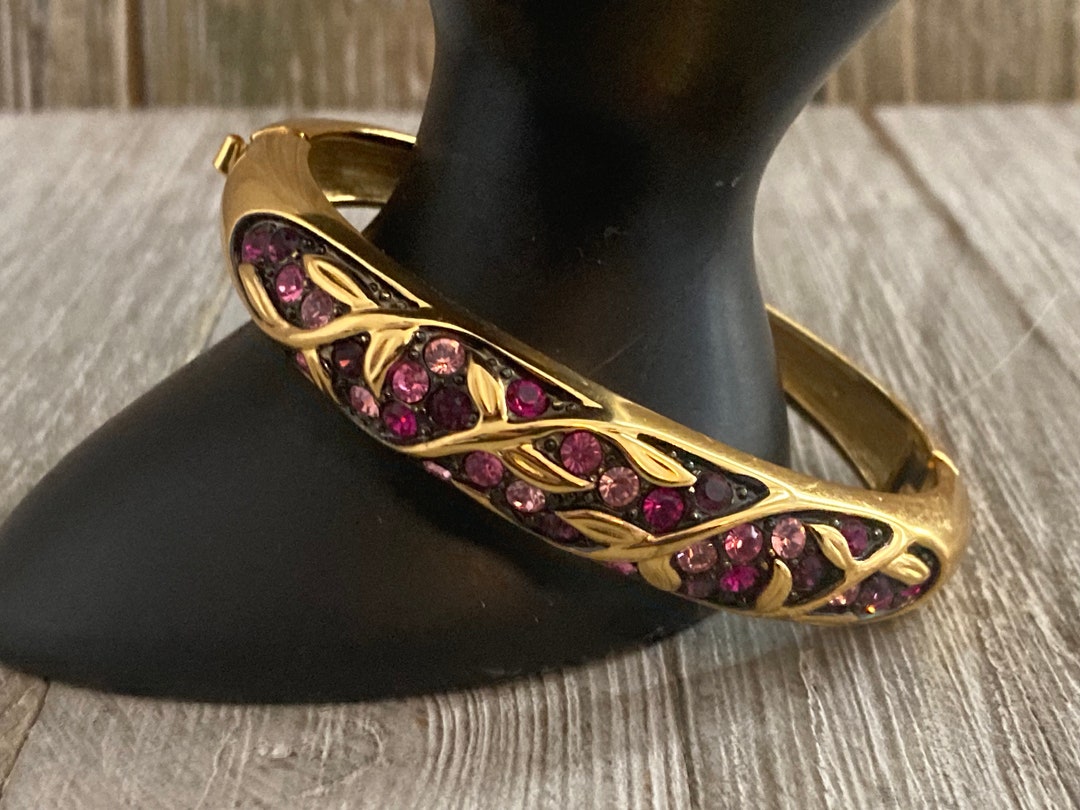 JOAN RIVERS Signed Vintage 1990's Gold With Pink Rhinestones Hinged ...