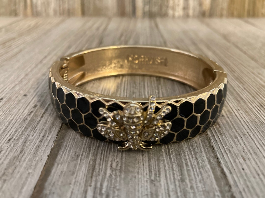 FORNASH Vintage Black and Gold Honeycomb With Bumblebee Hinged Modern ...