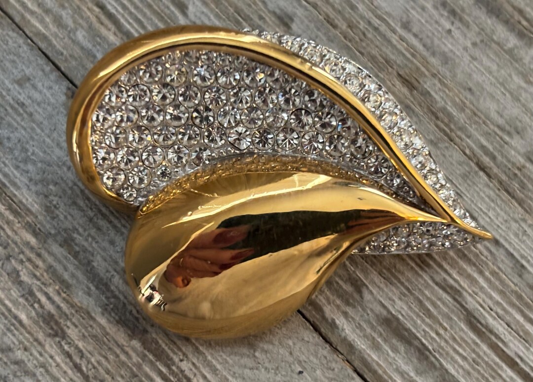 Stunning NINA RICCI Signed NOS 1990's Gold With Rhinestones Modern ...