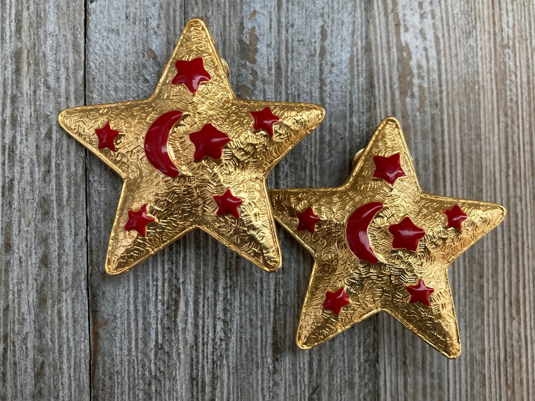 Beautiful Vintage 1980's-90's Modern Gold and Red Star - Etsy