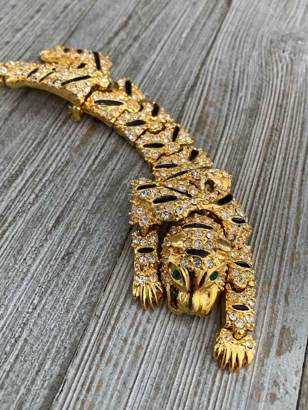 Gorgeous Vintage 1980's-90's Large Gold and Black Articulated Tiger ...