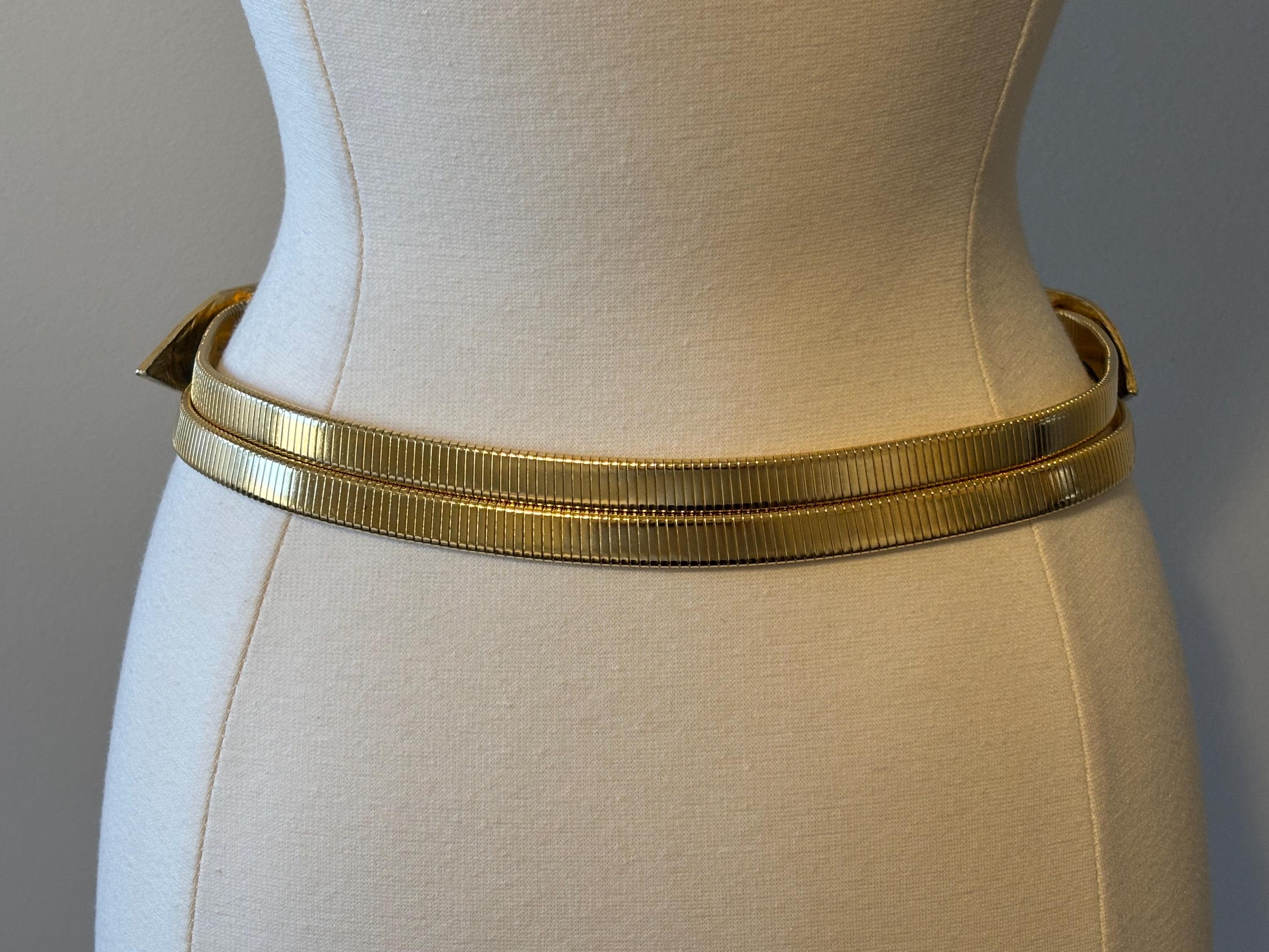 ACCESSOCRAFT Signed 1980's-90's Heavy Gold Etruscan Stretch Belt With ...