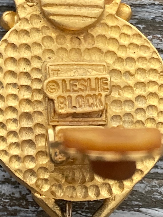 LESLIE BLOCK Vintage 1980's-90's Massive Gold With Re… - Gem