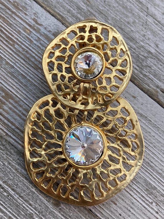 Beautiful Vintage 1990's Massive Gold With Rhinestone… - Gem