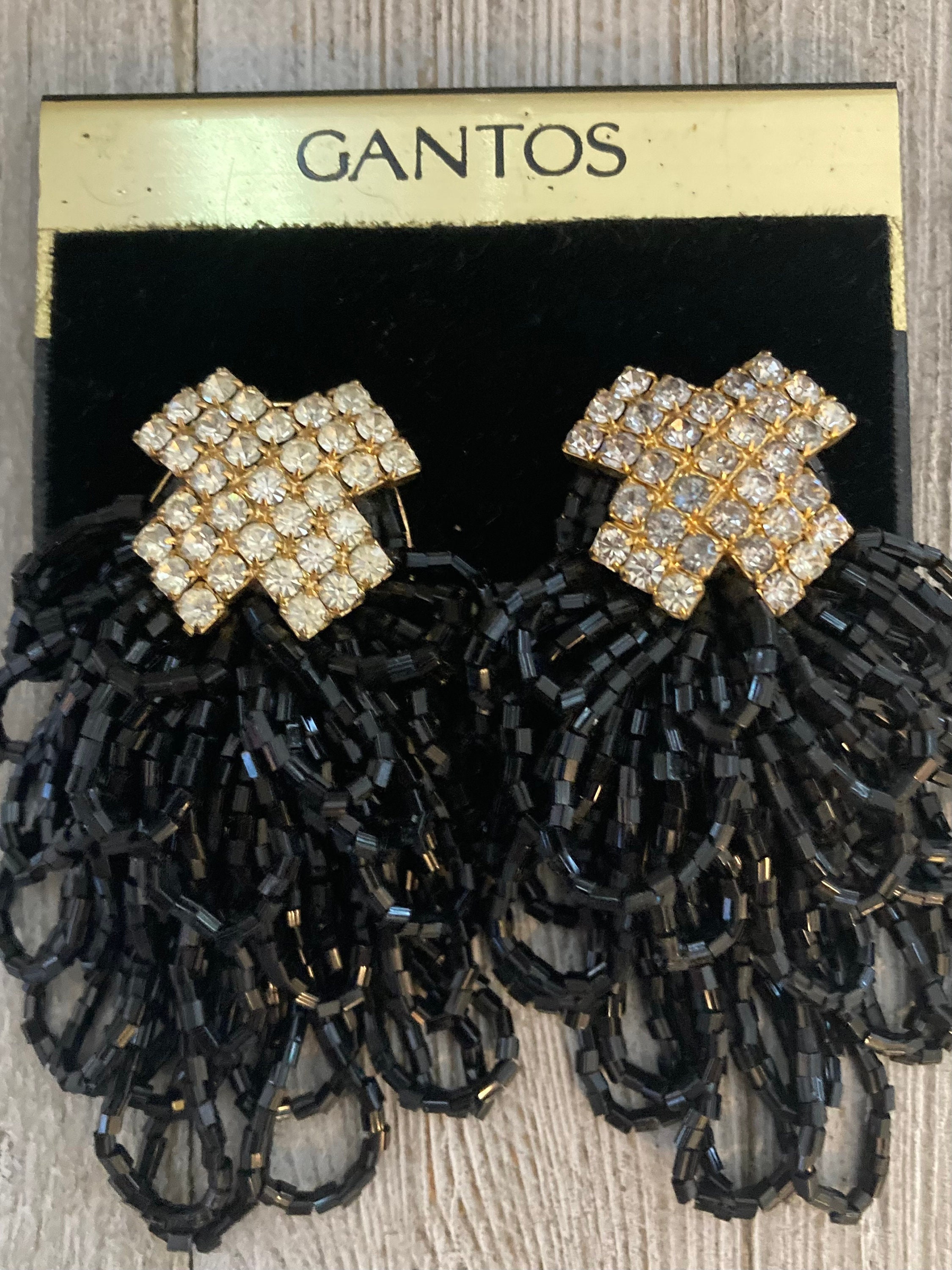 NOS GANTOS Vintage 1980's Massive Black Bead and - Etsy