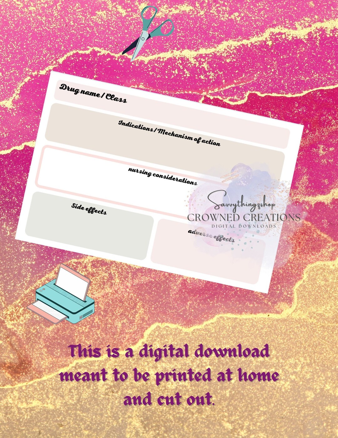 Pharmacology Quick Revision Index Card Template - Etsy