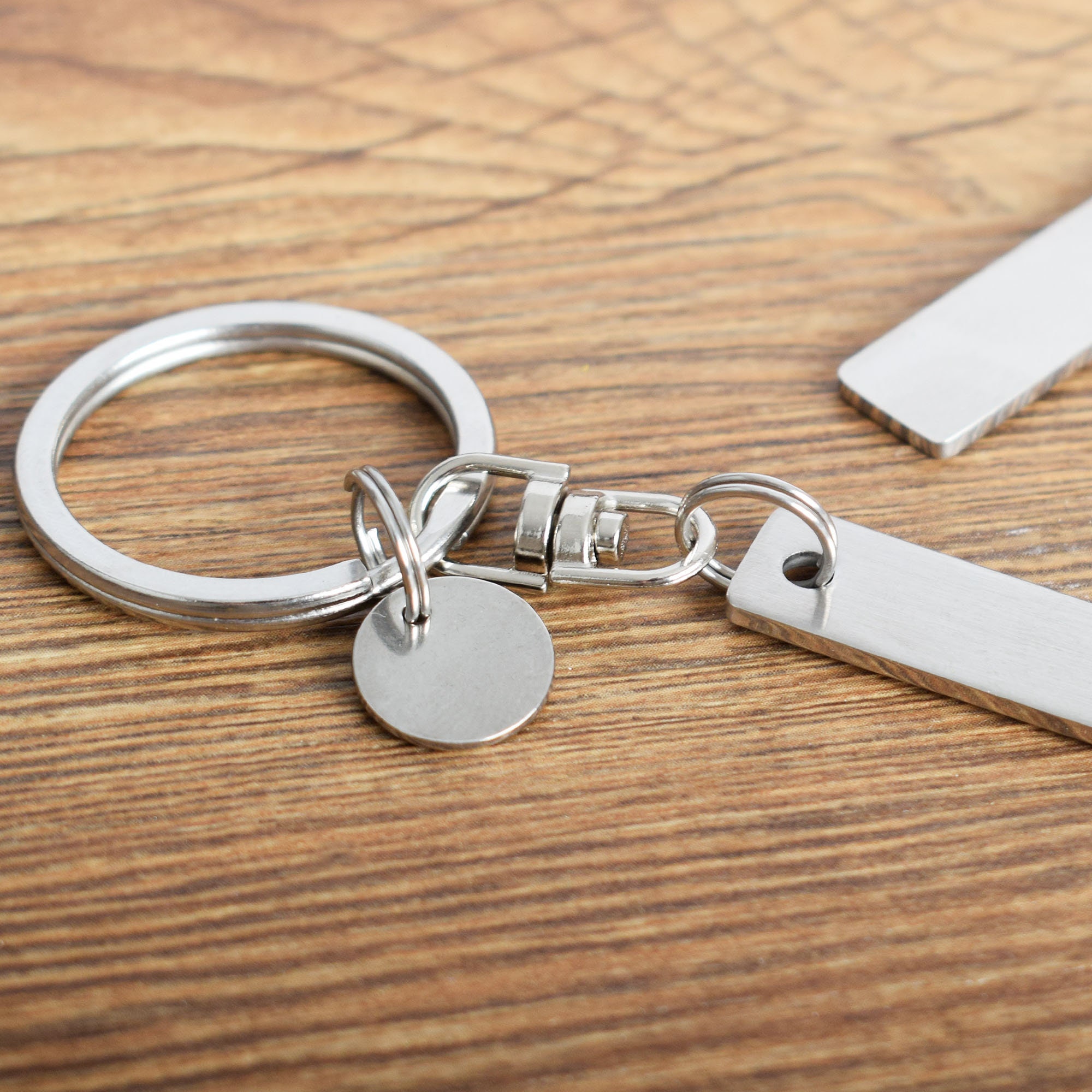 Stainless Steel Rectangle Keyring Supplies, 5pcs Blank Bar Silver ...