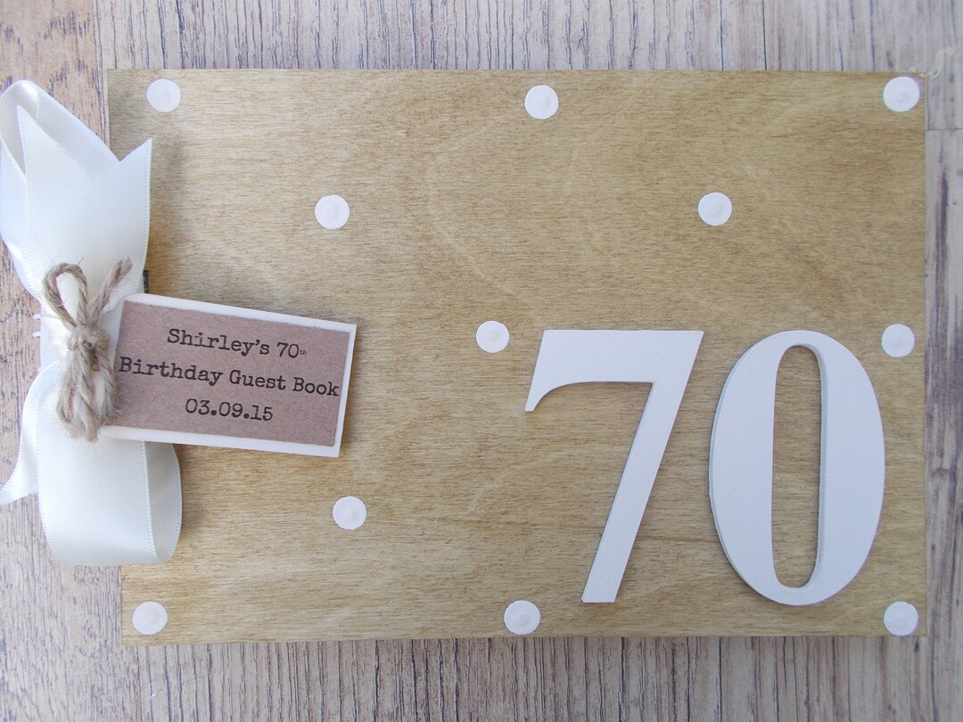 Wooden Personalised 70th Birthday Guest Book Memories Memory Scrapbook ...